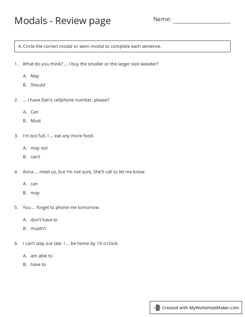 Modals - Review page - My Worksheet Maker: Create Your Own Worksheets