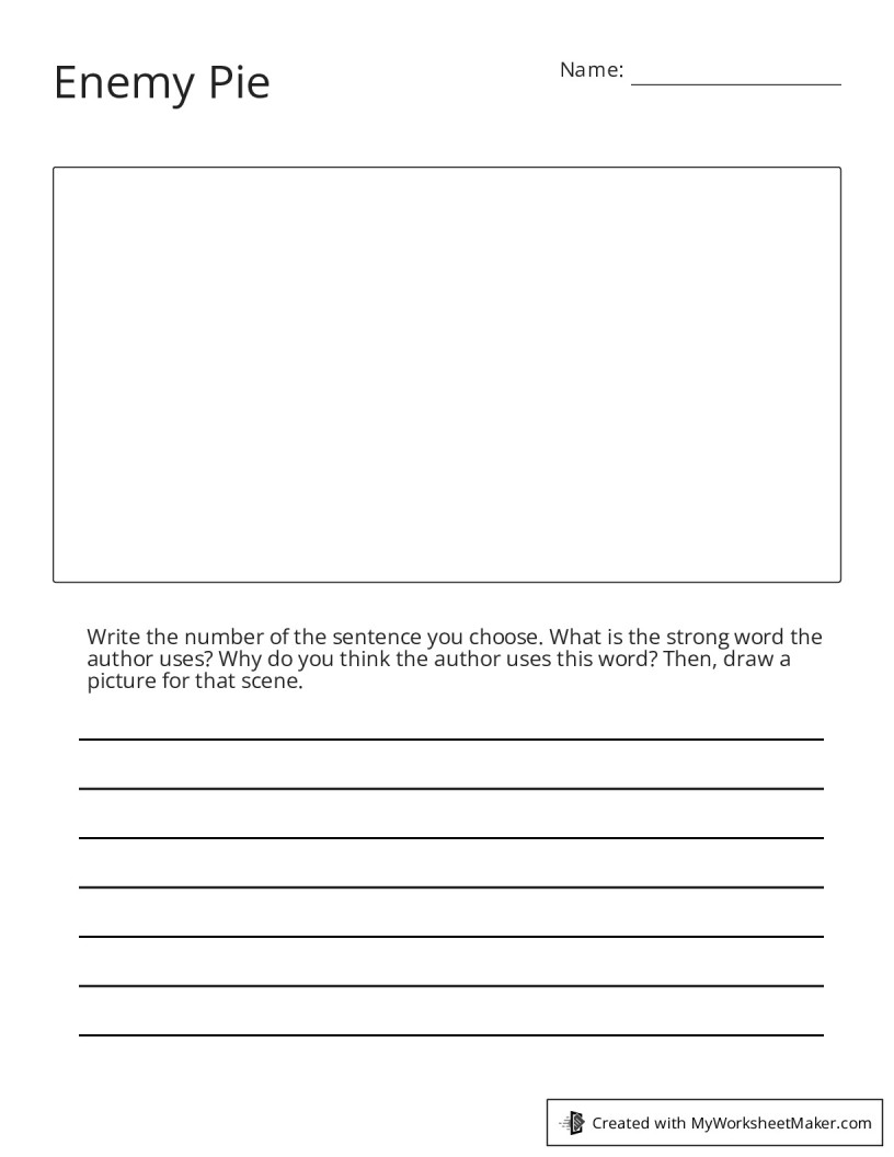 Enemy Pie - My Worksheet Maker: Create Your Own Worksheets