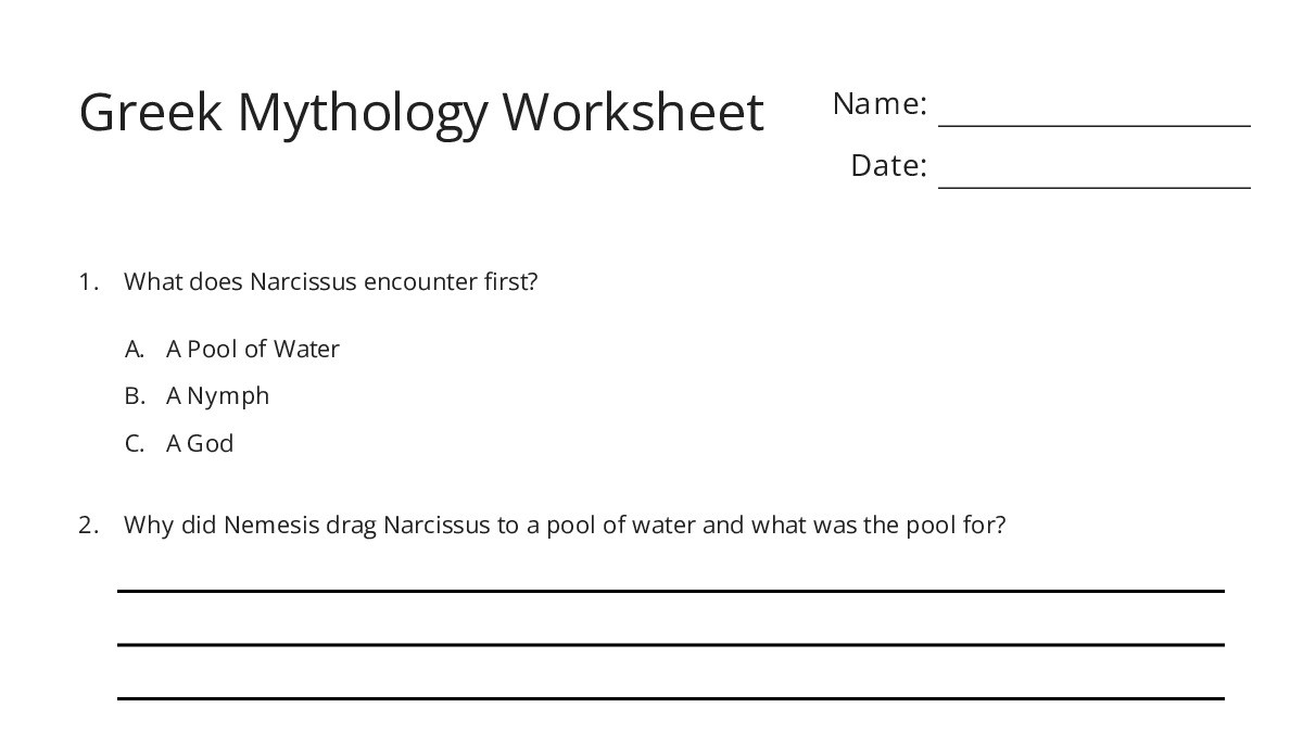 Greek Mythology Worksheet - My Worksheet Maker: Create Your Own Worksheets