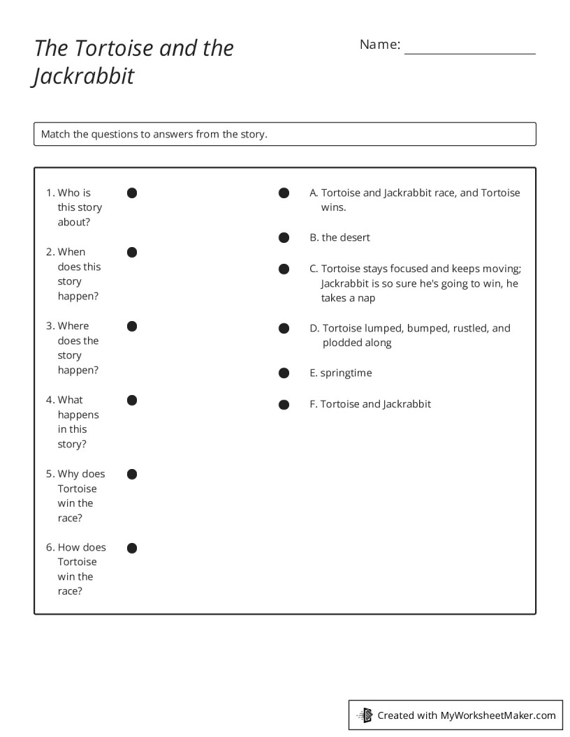 The Tortoise and the Jackrabbit - My Worksheet Maker: Create Your Own ...