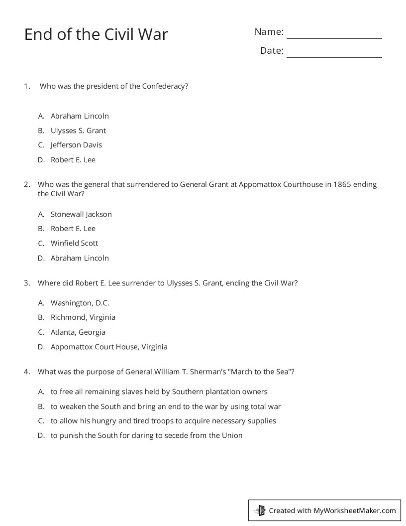 Civil War Printable Worksheets FREE FREE Printable Civil War