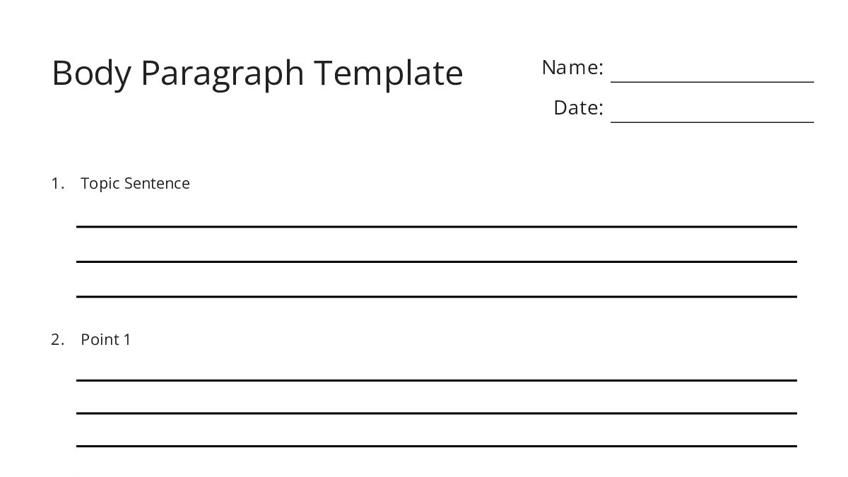 Body Paragraph Template - My Worksheet Maker: Create Your Own Worksheets