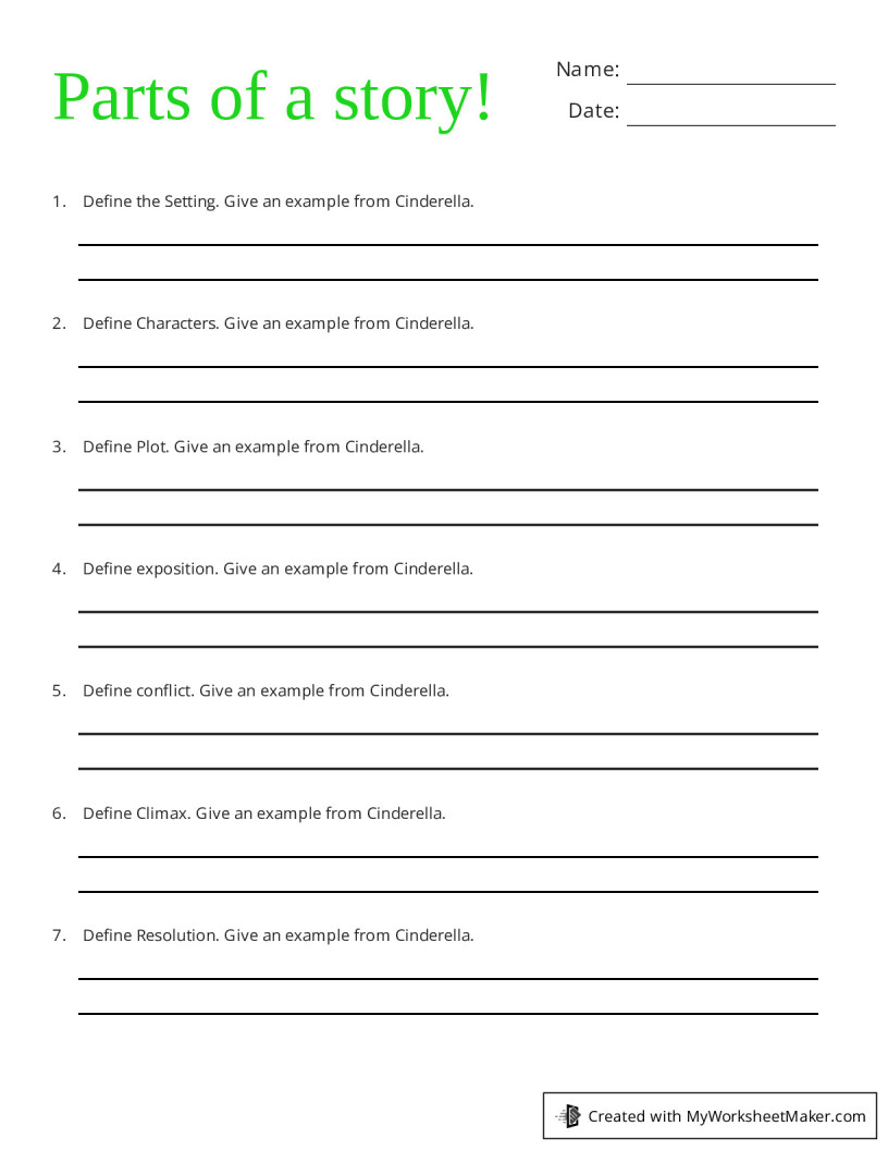 Parts of a story! - My Worksheet Maker: Create Your Own Worksheets
