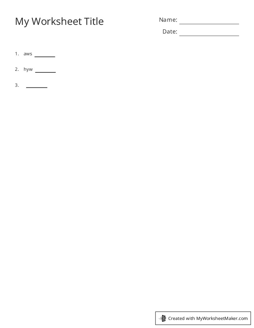 My Worksheet Title - My Worksheet Maker: Create Your Own Worksheets