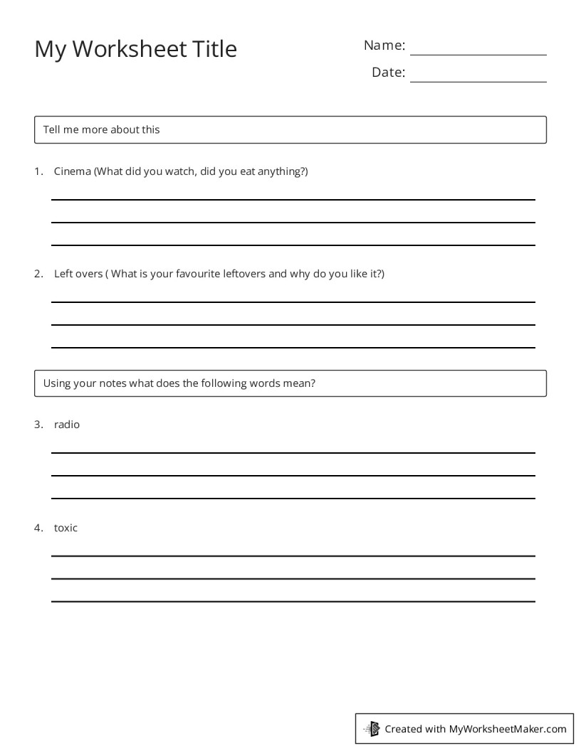 My Worksheet Maker - The Best Worksheet Maker