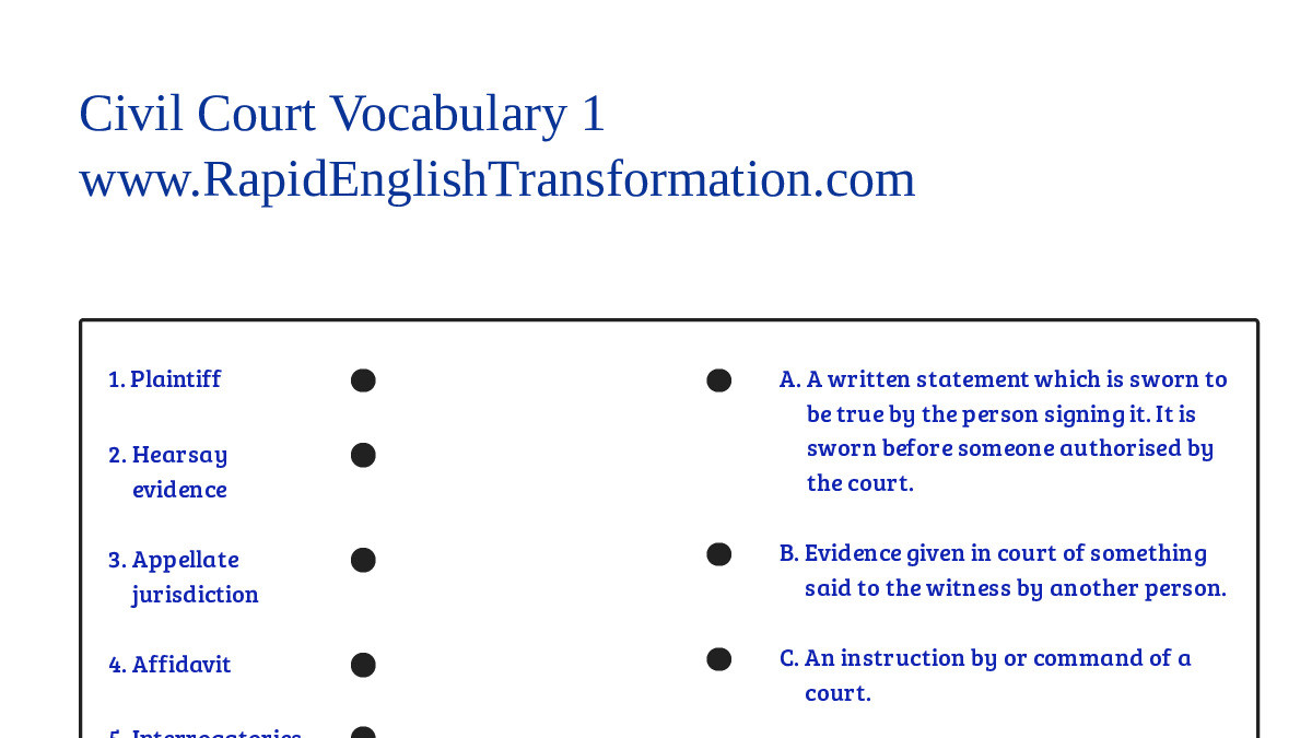Civil Court Vocabulary 1 www.RapidEnglishTransformation.com - My ...