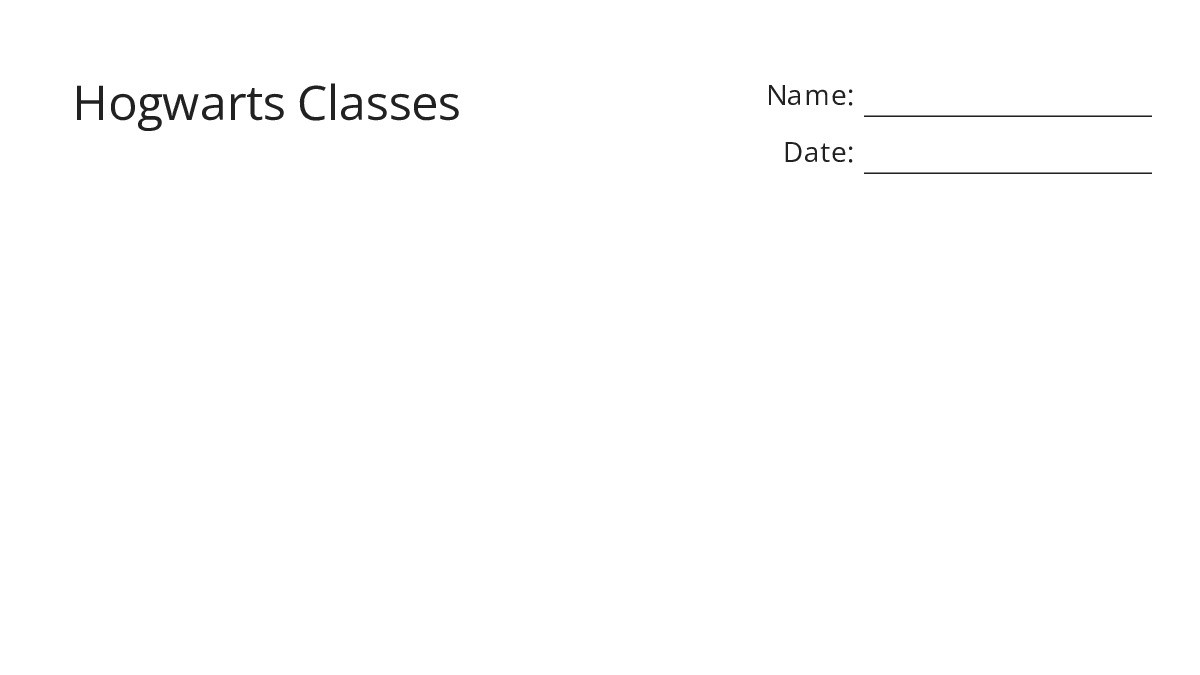 Hogwarts Classes - My Worksheet Maker: Create Your Own Worksheets