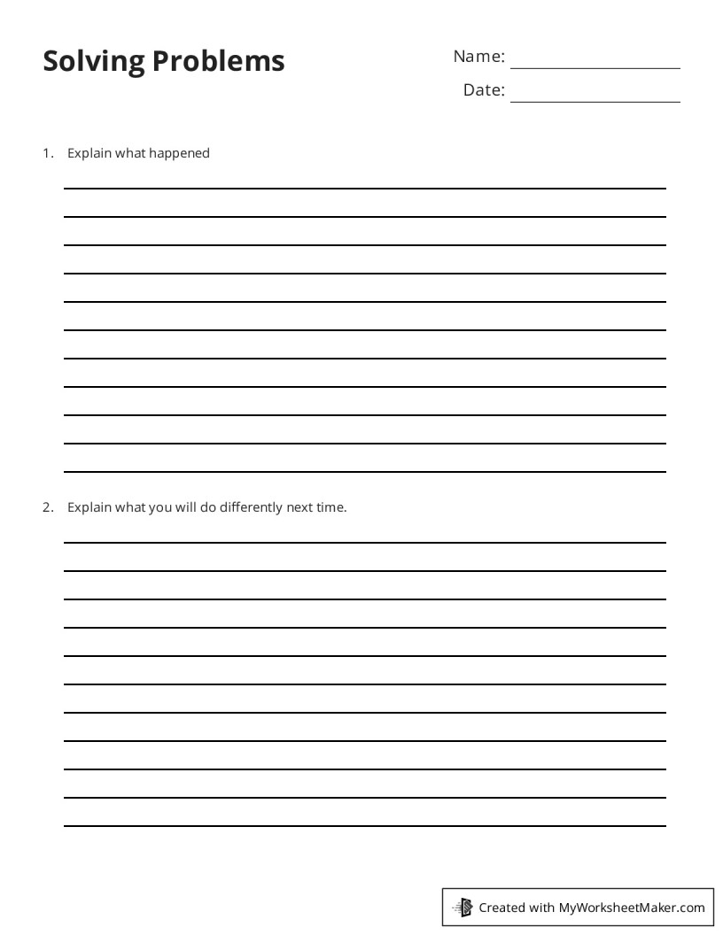 Solving Problems - My Worksheet Maker: Create Your Own Worksheets