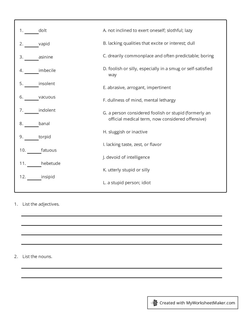 My Worksheet Title - My Worksheet Maker: Create Your Own Worksheets