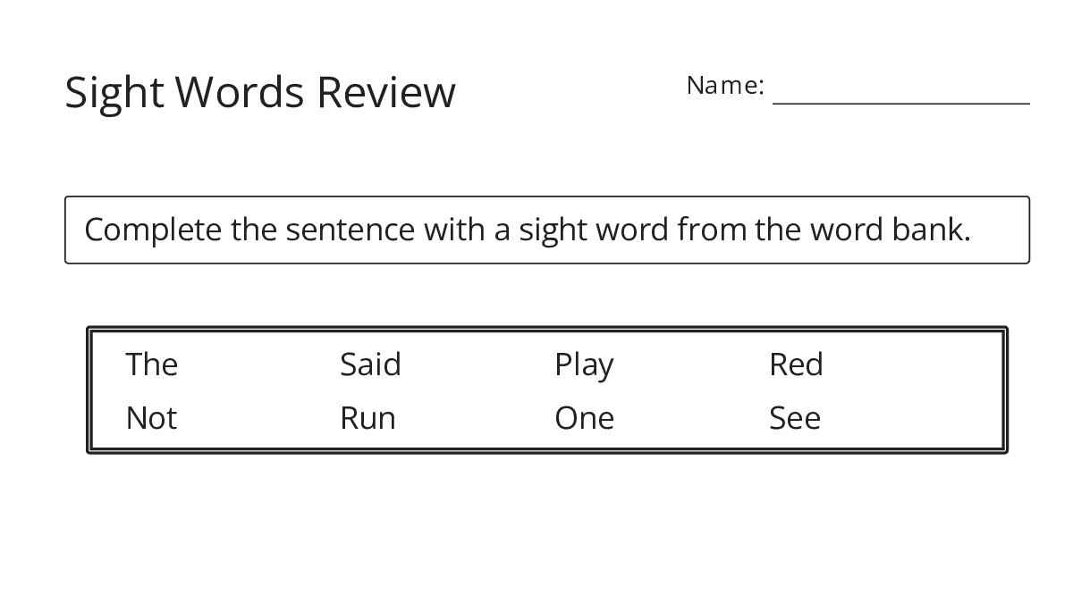 Sight Words Review - My Worksheet Maker: Create Your Own Worksheets