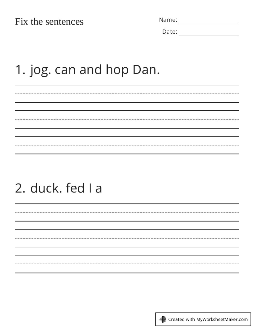 Fix the sentences - My Worksheet Maker: Create Your Own Worksheets