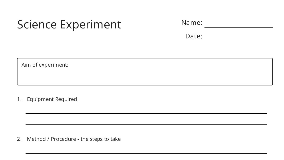 Science Experiment - My Worksheet Maker: Create Your Own Worksheets
