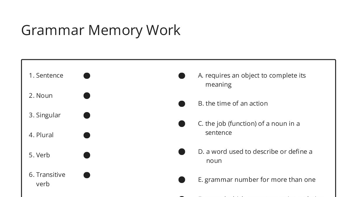 Grammar Memory Work - My Worksheet Maker: Create Your Own Worksheets
