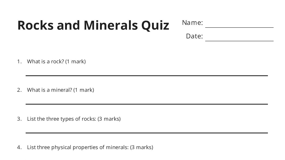 Rocks and Minerals Quiz﻿﻿﻿﻿﻿﻿ - My Worksheet Maker: Create Your Own ...