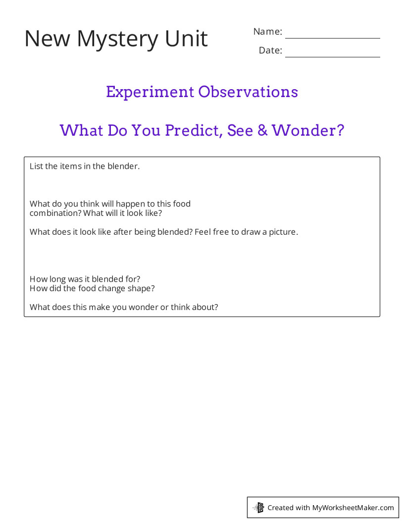 New Mystery Unit - My Worksheet Maker: Create Your Own Worksheets