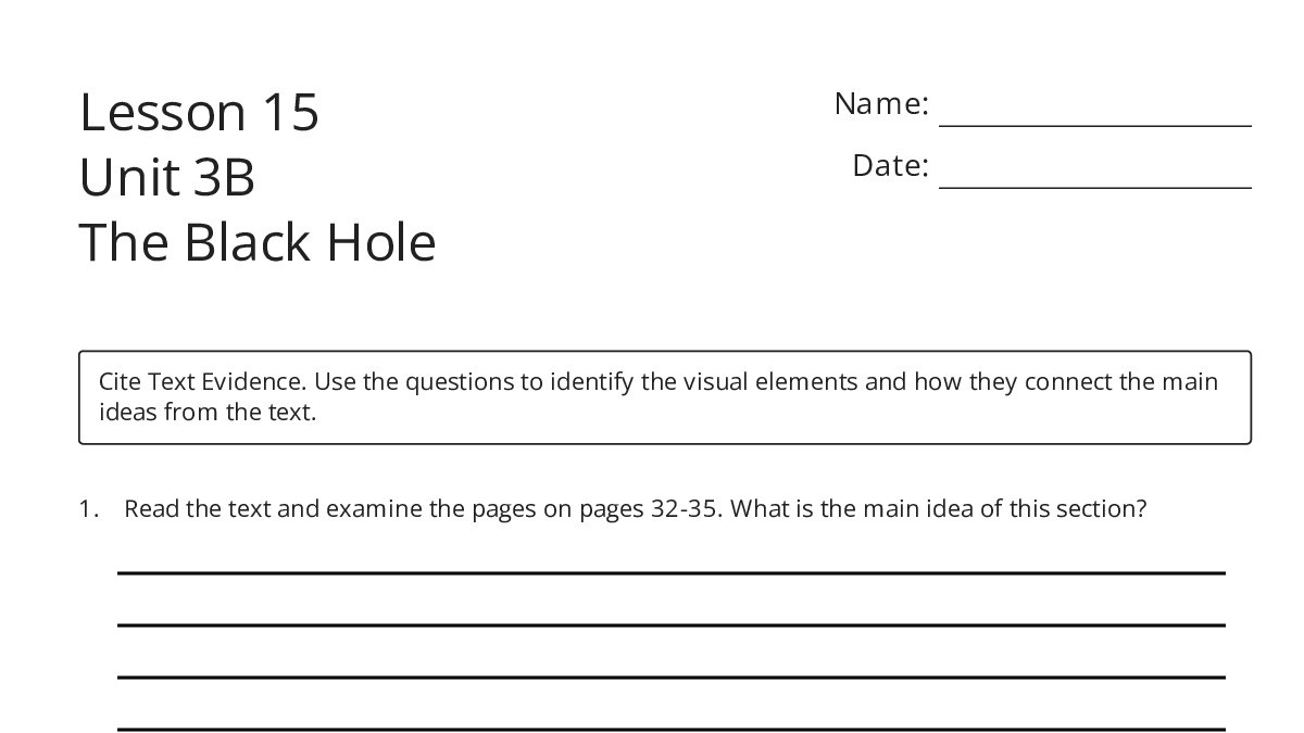 Lesson 15 Unit 3B The Black Hole - My Worksheet Maker: Create Your Own ...