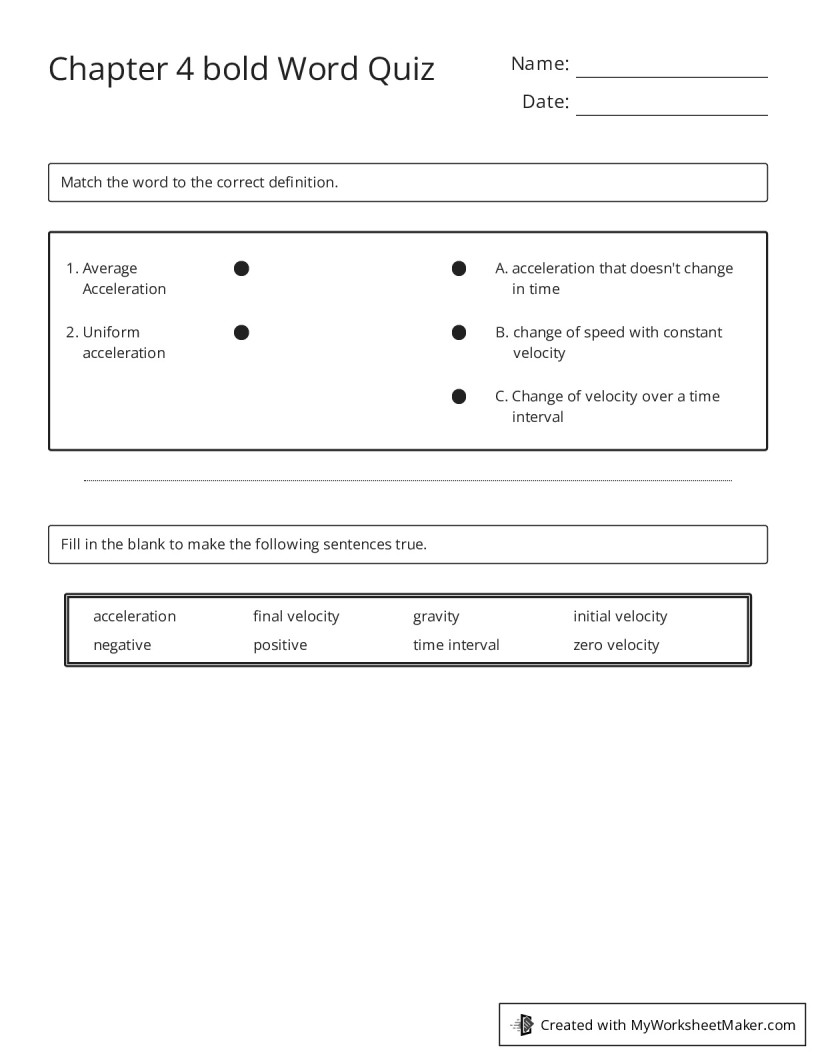 Chapter 4 bold Word Quiz - My Worksheet Maker: Create Your Own Worksheets