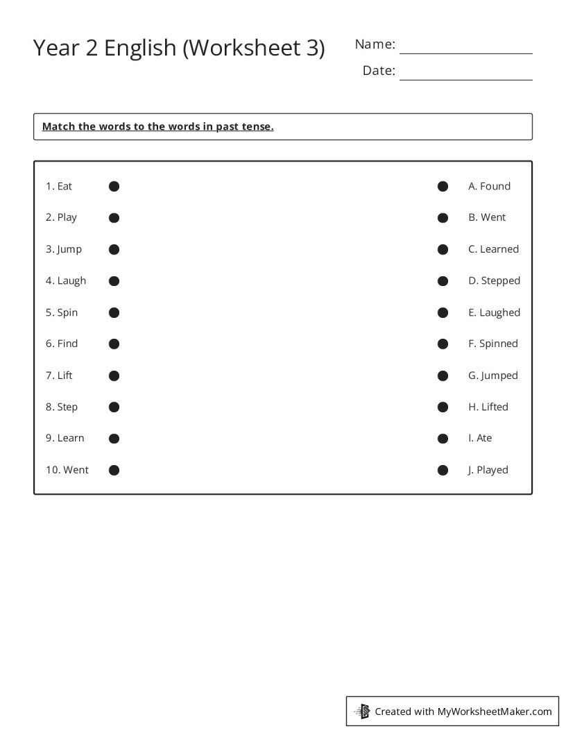 Year 2 English (Worksheet 3) - My Worksheet Maker: Create Your Own ...