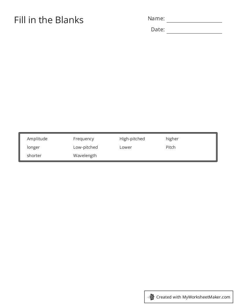 Fill in the Blanks - My Worksheet Maker: Create Your Own Worksheets