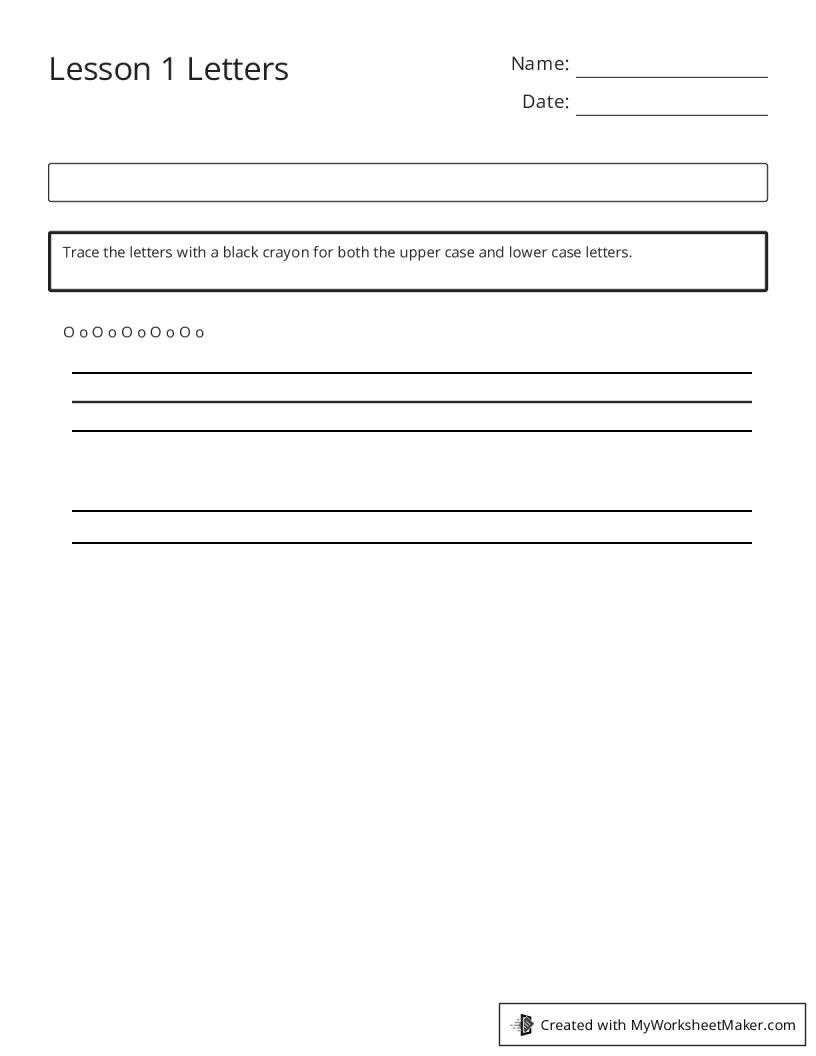 Lesson 1 Letters - My Worksheet Maker: Create Your Own Worksheets