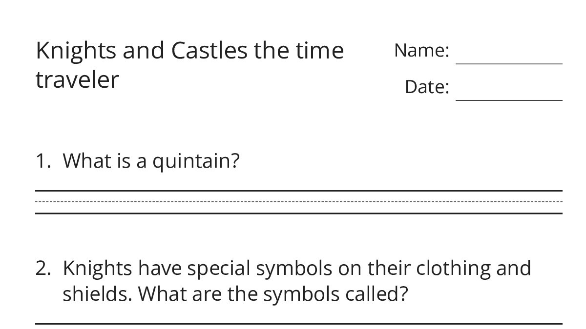 Knights and Castles the time traveler - My Worksheet Maker: Create Your ...