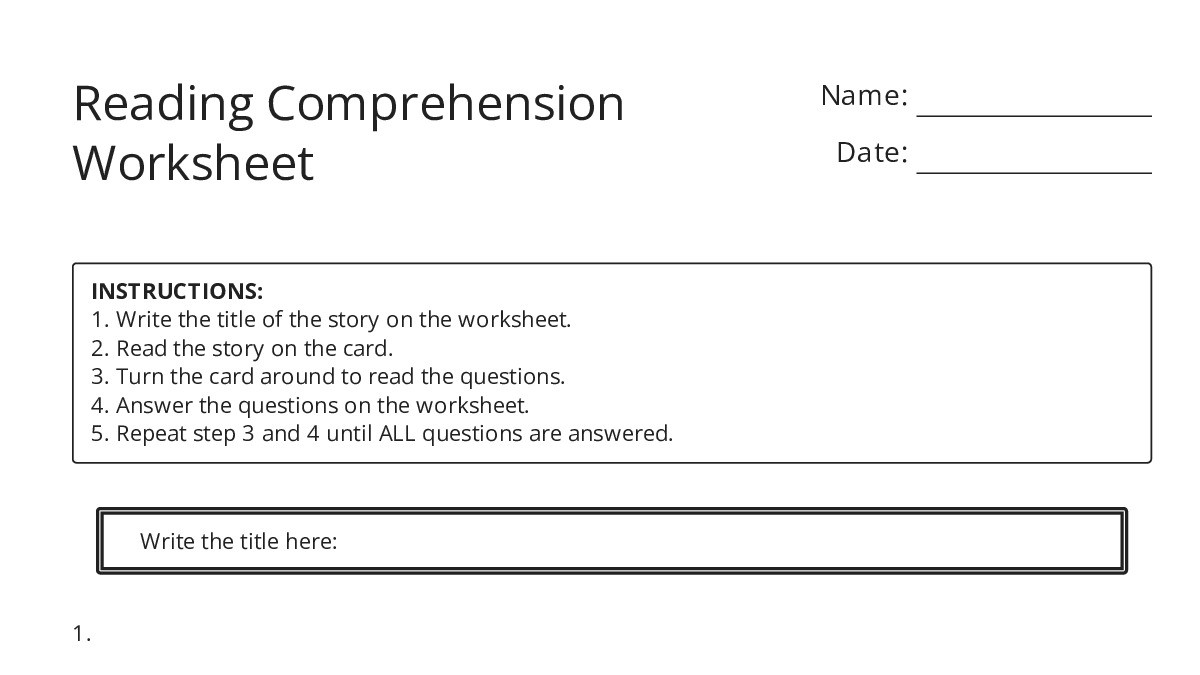 Reading Comprehension Worksheet - My Worksheet Maker: Create Your Own ...