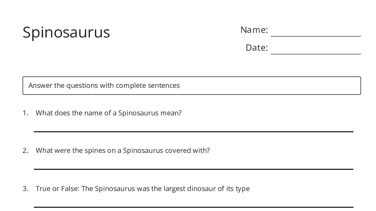 Spinosaurus - My Worksheet Maker: Create Your Own Worksheets