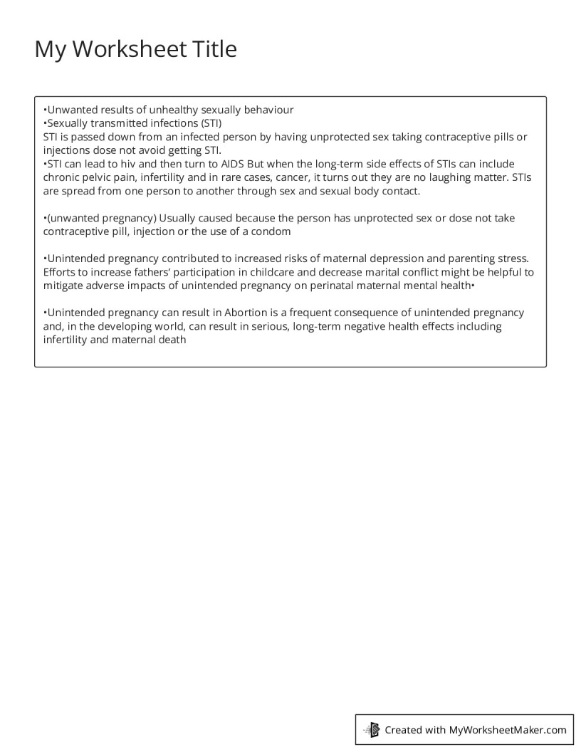 My Worksheet Title - My Worksheet Maker: Create Your Own Worksheets