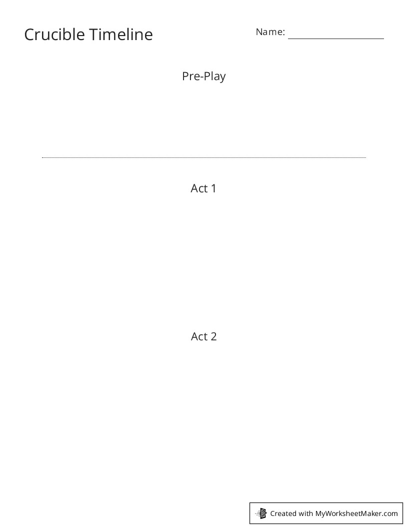 Crucible Timeline - My Worksheet Maker: Create Your Own Worksheets