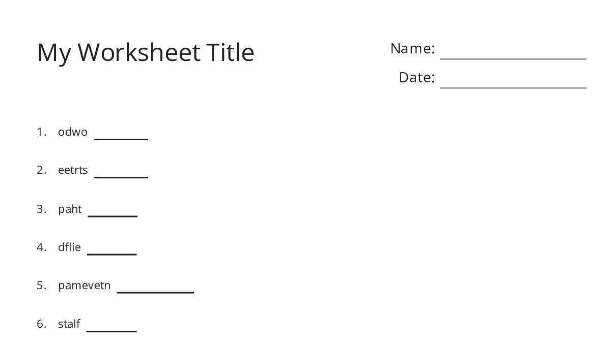 My Worksheet Title - My Worksheet Maker: Create Your Own Worksheets