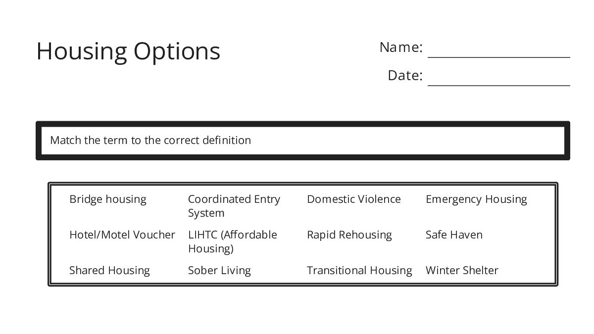 Housing Options - My Worksheet Maker: Create Your Own Worksheets