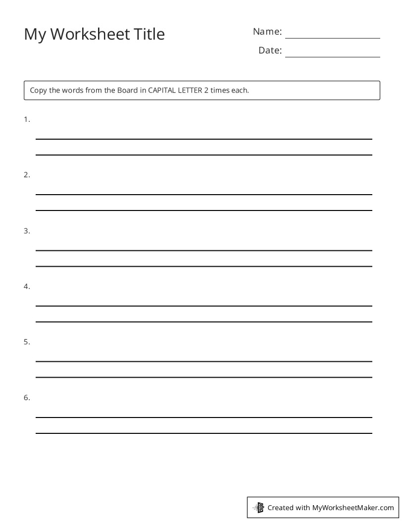My Worksheet Title - My Worksheet Maker: Create Your Own Worksheets