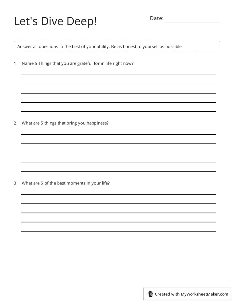 Let's Dive Deep! - My Worksheet Maker: Create Your Own Worksheets