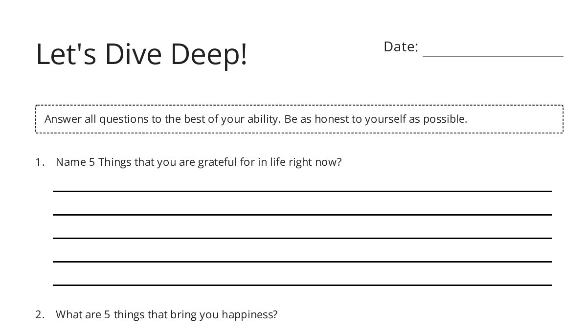 Let's Dive Deep! - My Worksheet Maker: Create Your Own Worksheets