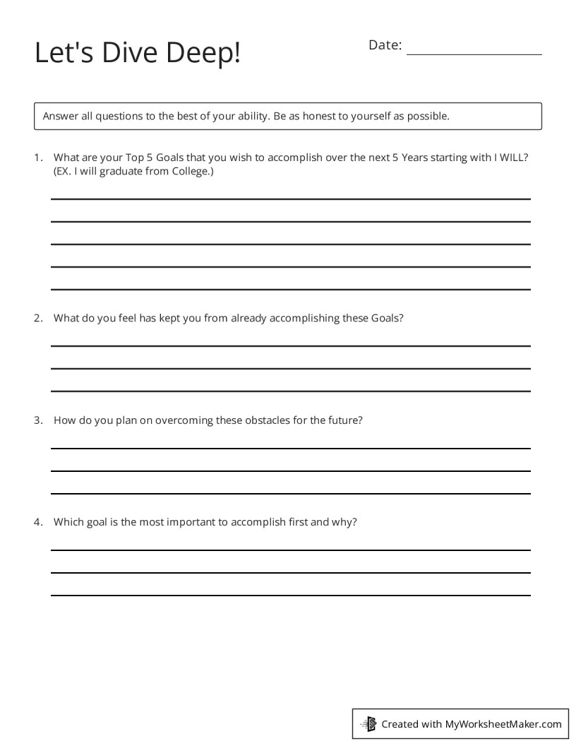 Let's Dive Deep! - My Worksheet Maker: Create Your Own Worksheets