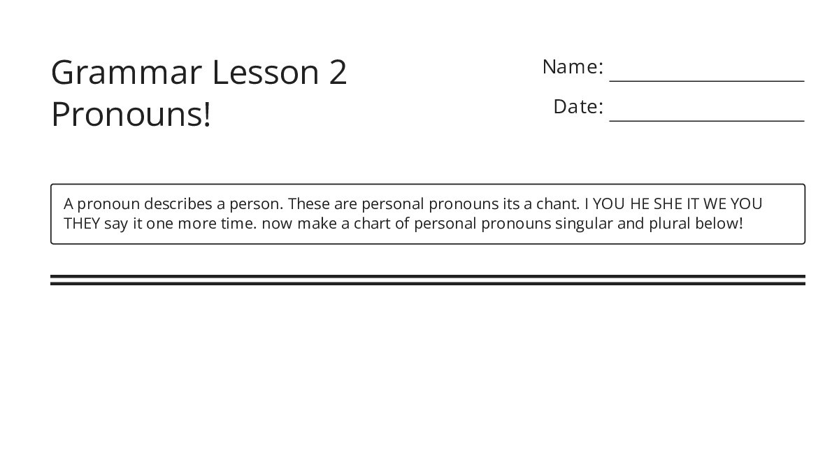 Grammar Lesson 2 Pronouns! - My Worksheet Maker: Create Your Own Worksheets