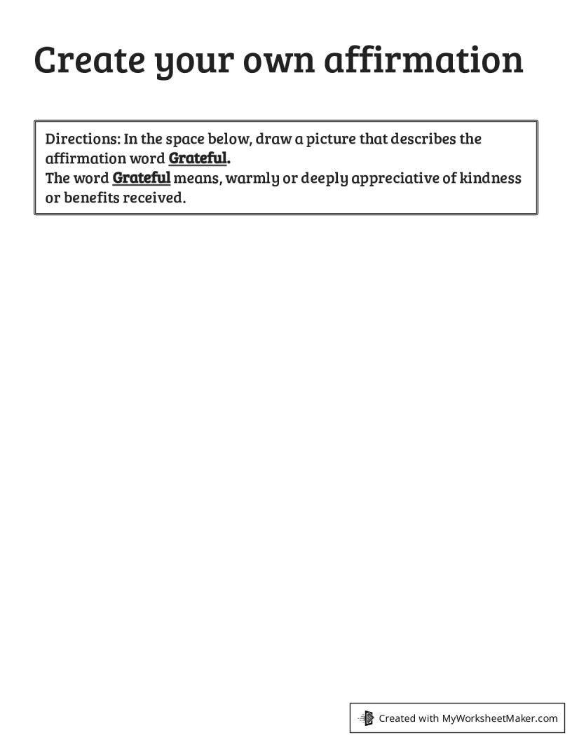 Create your own affirmation - My Worksheet Maker: Create Your Own ...