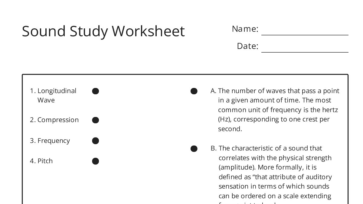 Sound Study Worksheet - My Worksheet Maker: Create Your Own Worksheets