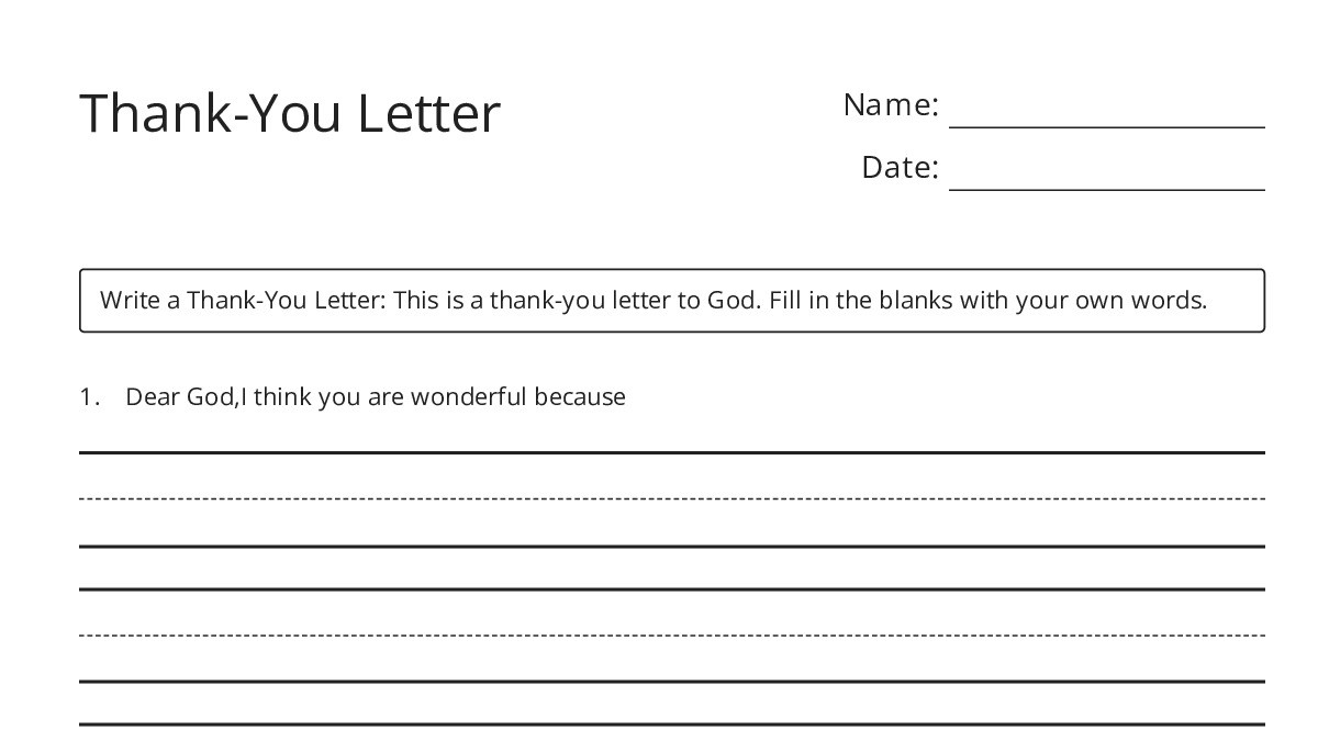 Thank-You Letter - My Worksheet Maker: Create Your Own Worksheets