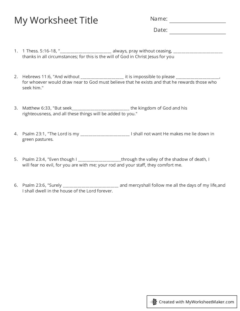 My Worksheet Title - My Worksheet Maker: Create Your Own Worksheets