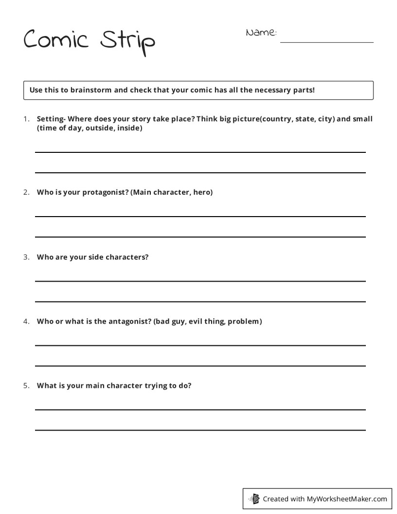 Comic Strip - My Worksheet Maker: Create Your Own Worksheets