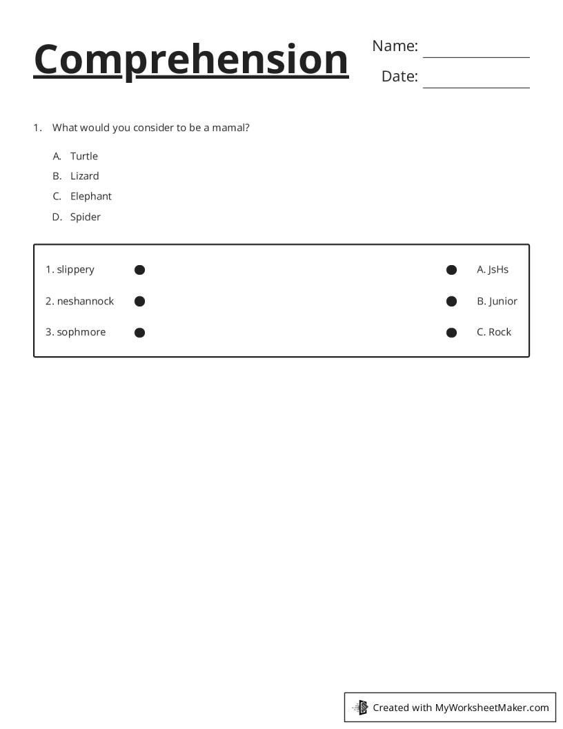Comprehension﻿ - My Worksheet Maker: Create Your Own Worksheets