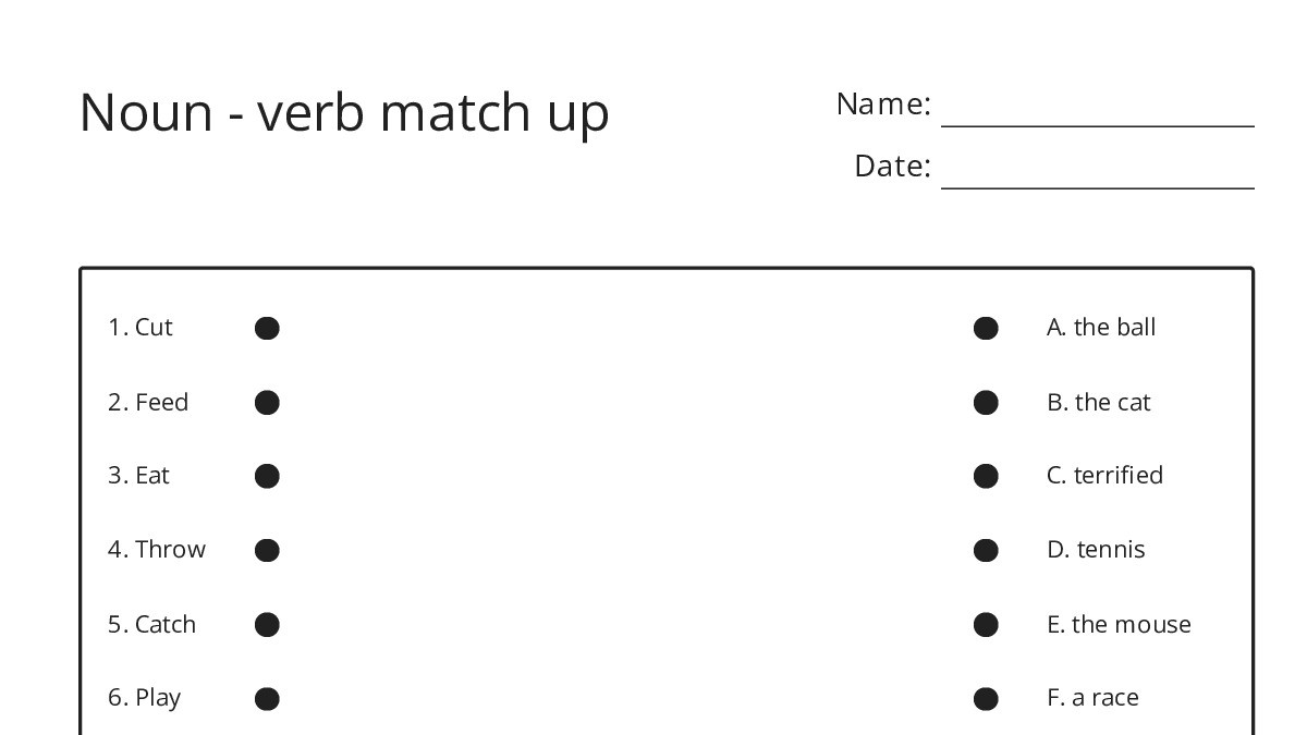 Noun - verb match up - My Worksheet Maker: Create Your Own Worksheets