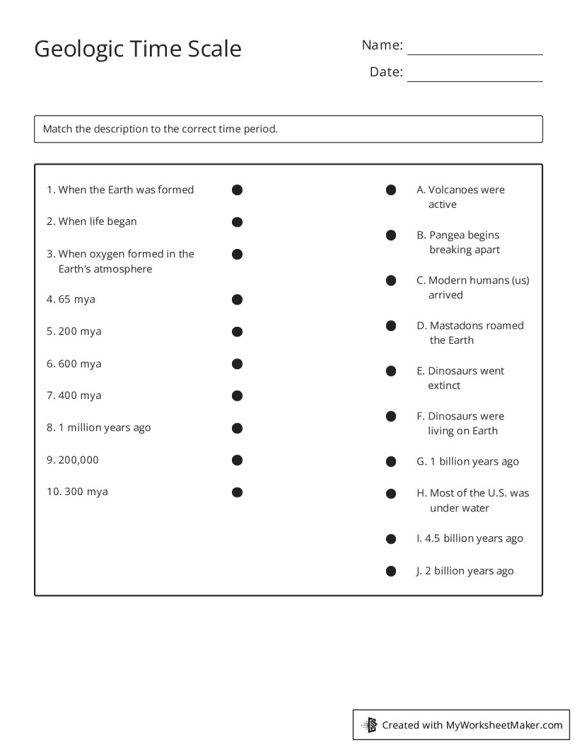 Geologic Time Scale - My Worksheet Maker: Create Your Own Worksheets