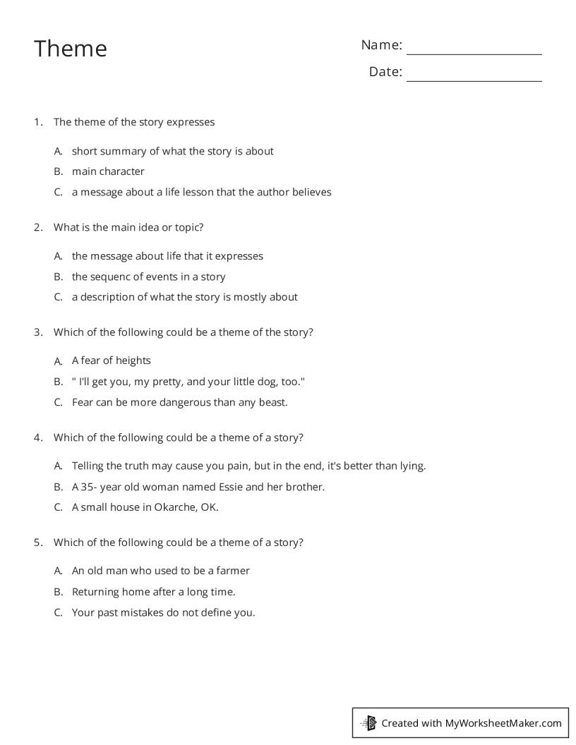 Theme - My Worksheet Maker: Create Your Own Worksheets