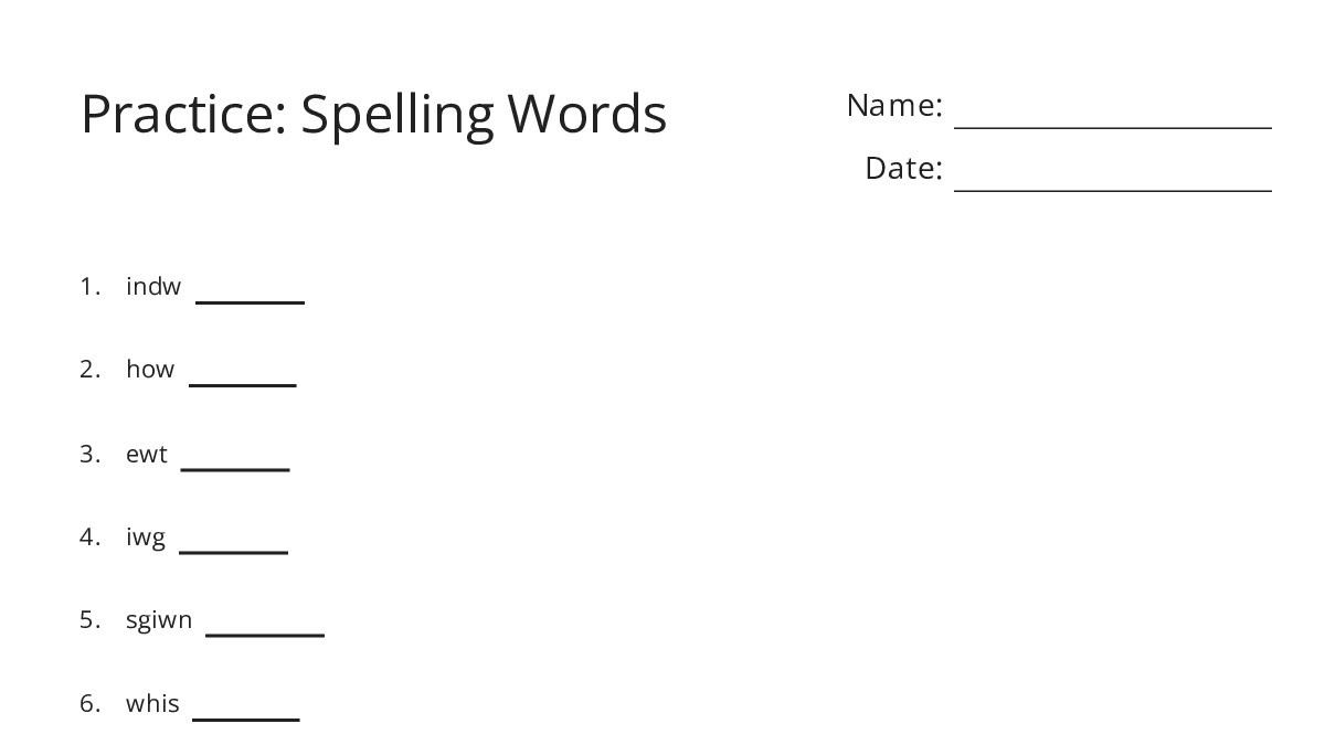 Practice: Spelling Words - My Worksheet Maker: Create Your Own Worksheets