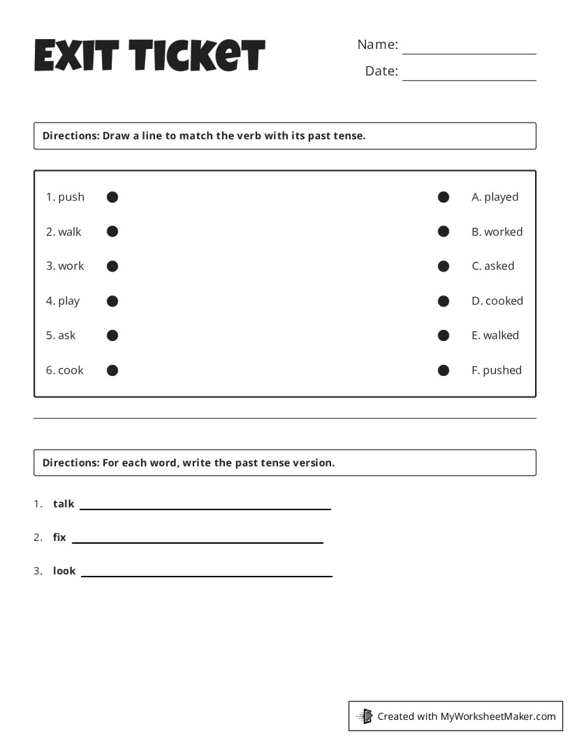 Exit Ticket - My Worksheet Maker: Create Your Own Worksheets