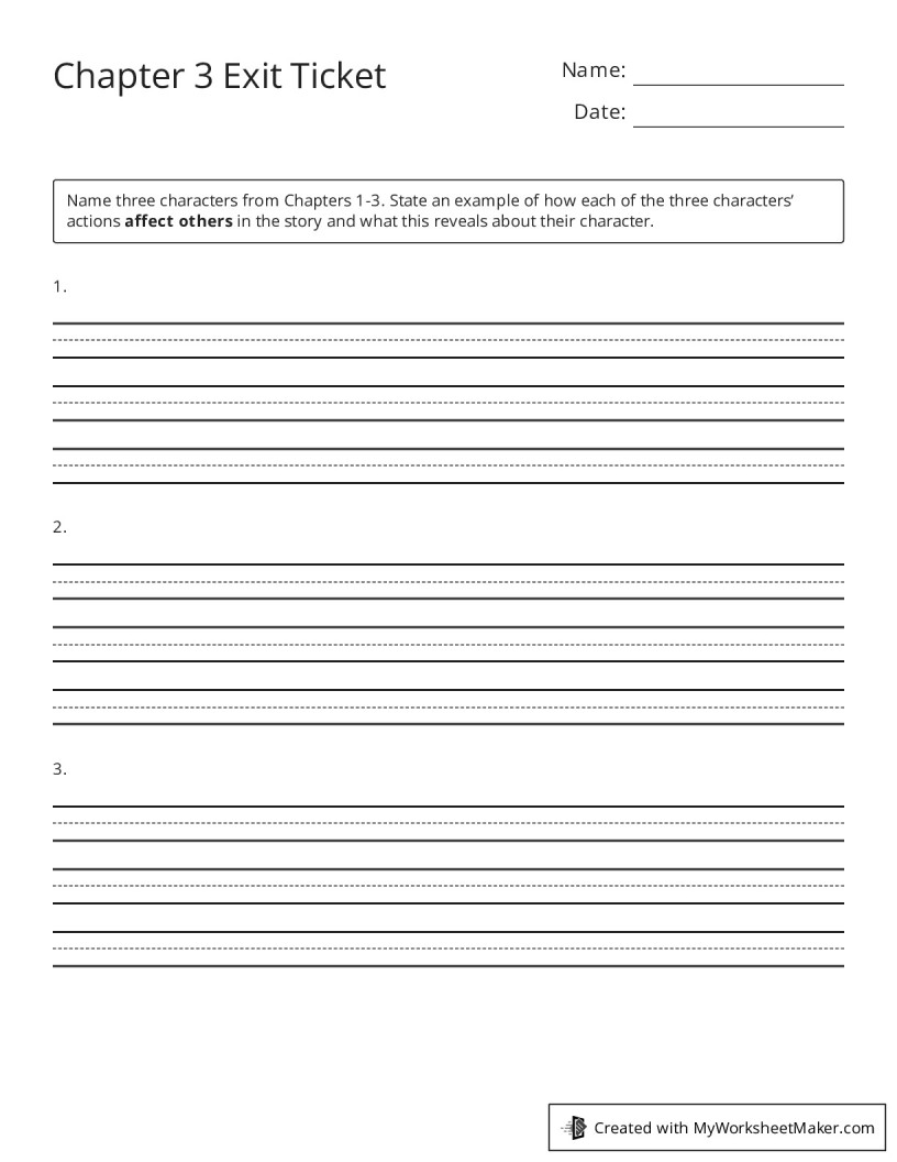 Chapter 3 Exit Ticket - My Worksheet Maker: Create Your Own Worksheets