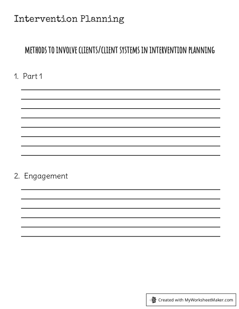 Intervention Planning - My Worksheet Maker: Create Your Own Worksheets