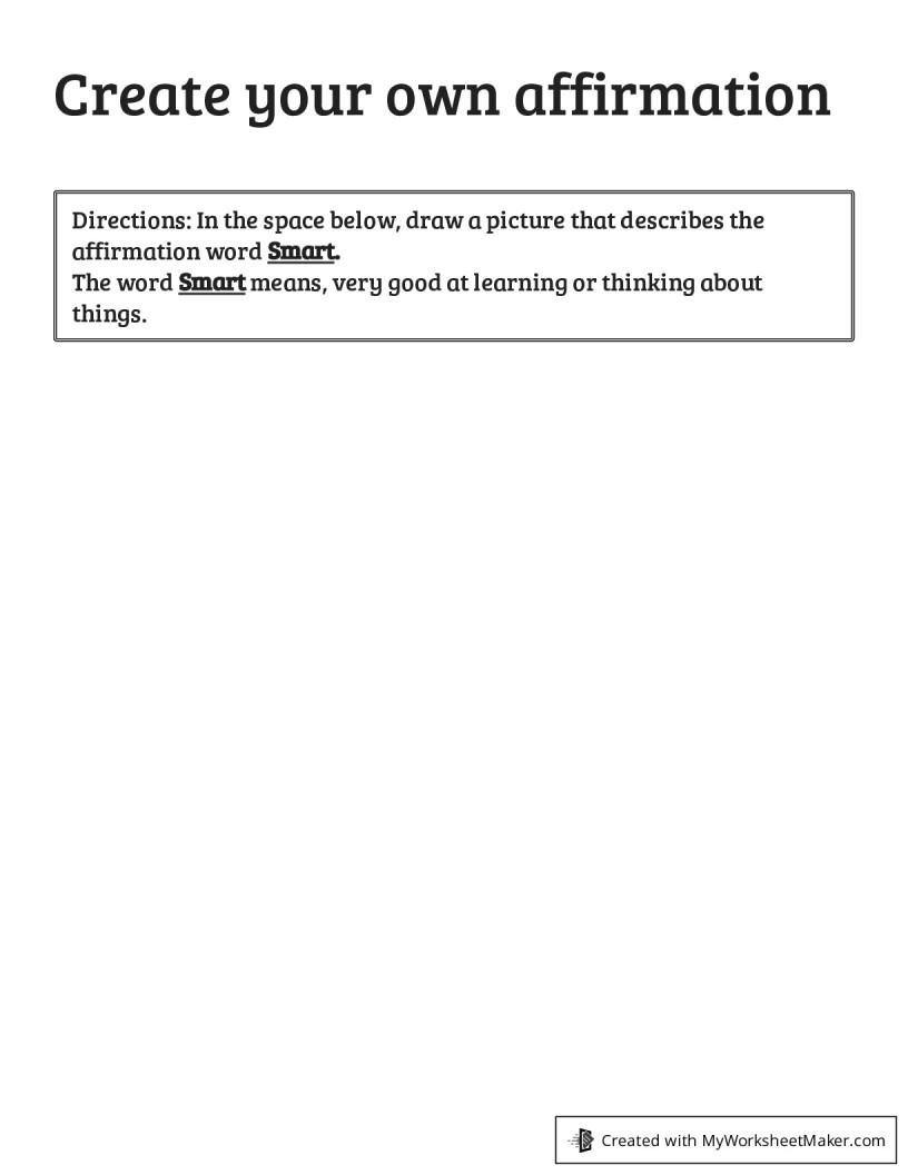 Create your own affirmation - My Worksheet Maker: Create Your Own ...